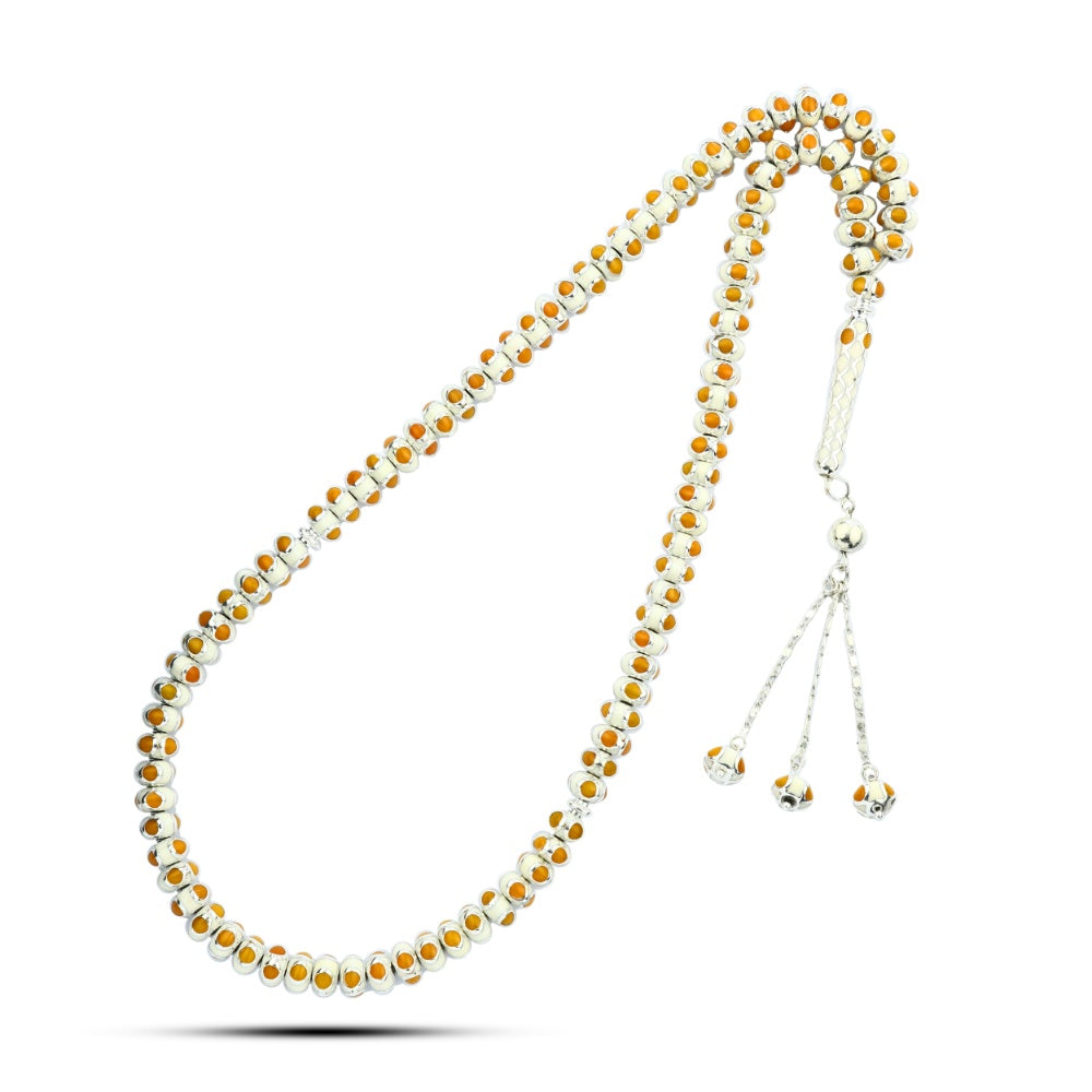 Natural Yusr Rosary inlaid with silver & Amber & Ivory – fathyibrahim